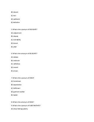 Gmat Vocabulary List 2023 | PDF
