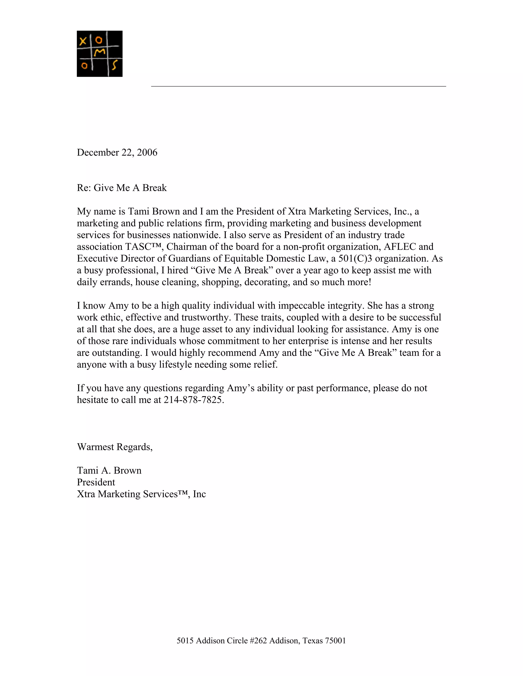 Gm Break Letter Of Recommendation | PDF