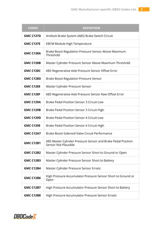 GMC Manufacturer-specific OBD2 Trouble Codes List - OBDCodex | PDF