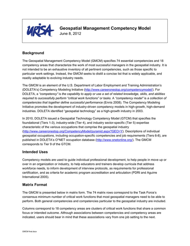The Geospatial Management Competency Model | PDF | Business | Business ...