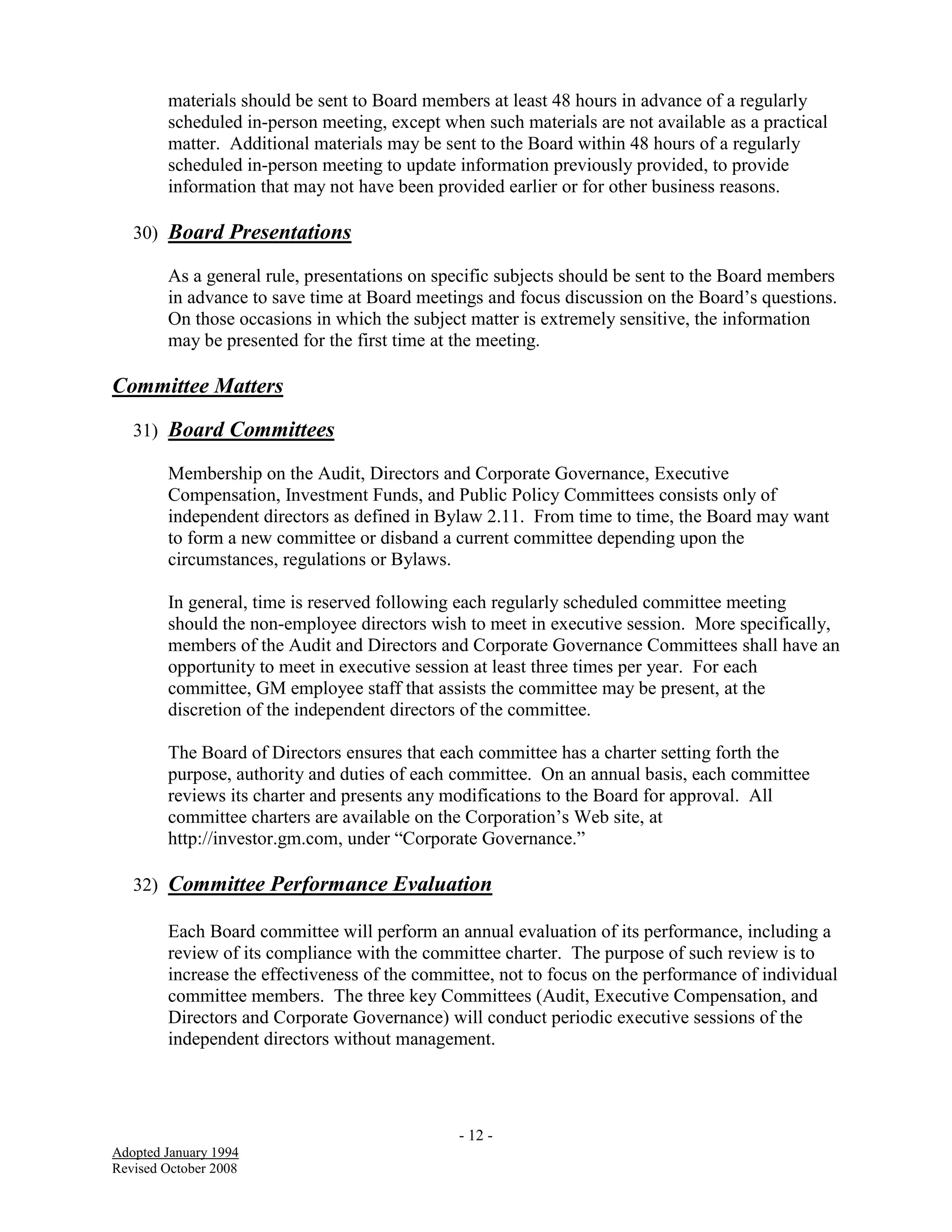 GM_Corporate Governance_Corporate Governance Guidelines | PDF