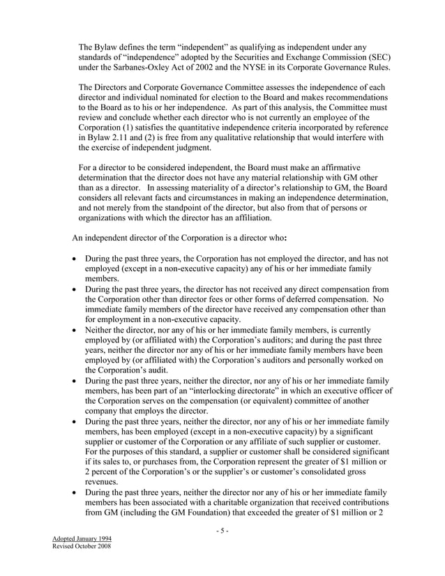 GM_Corporate Governance_Corporate Governance Guidelines | PDF