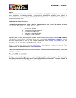 GM_Corporate Governance_Values and Guidelines for Employee Conduct | PDF