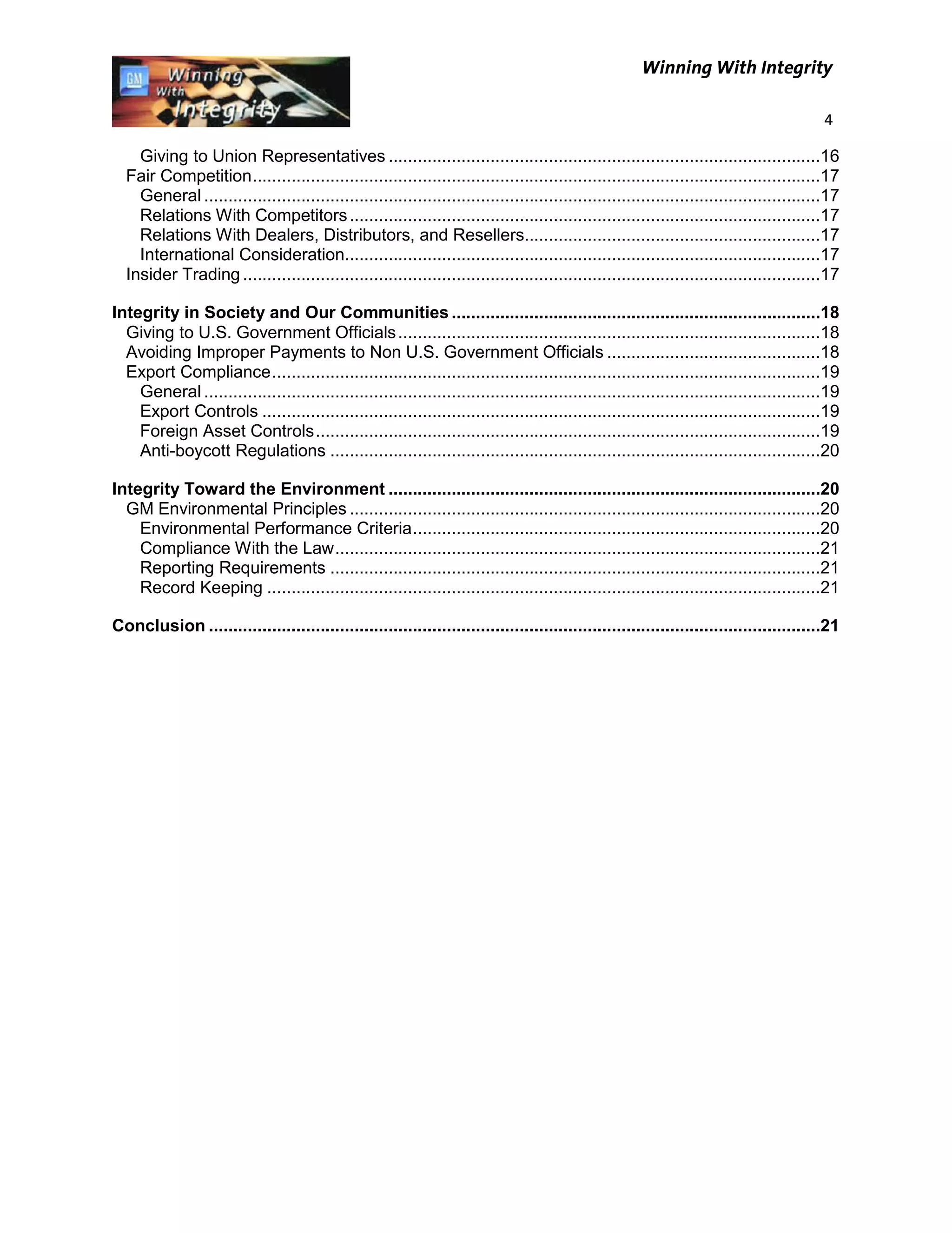 GM_Corporate Governance_Values and Guidelines for Employee Conduct | PDF