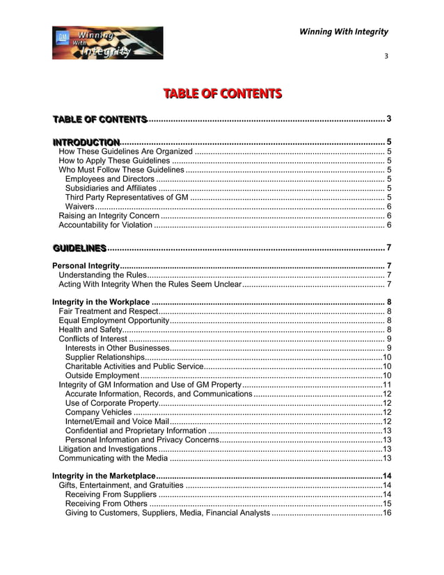 GM_Corporate Governance_Values and Guidelines for Employee Conduct | PDF