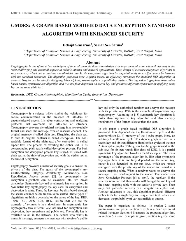 Gmdes a graph based modified data encryption standard algorithm with enhanced security | PDF