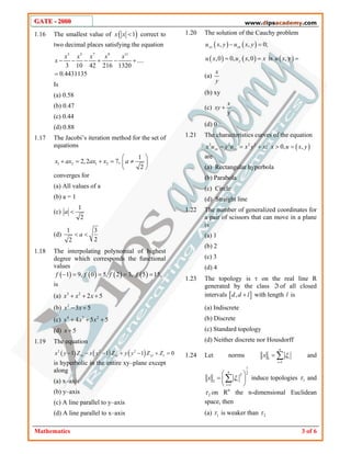 GATE Mathematics Paper-2000 | PDF