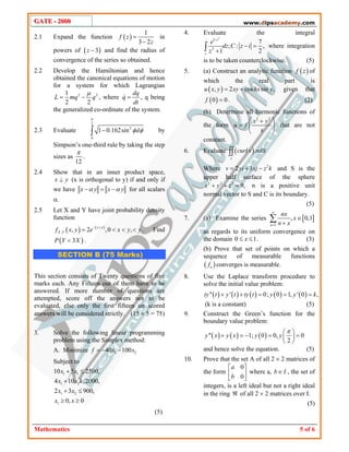GATE Mathematics Paper-2000 | PDF