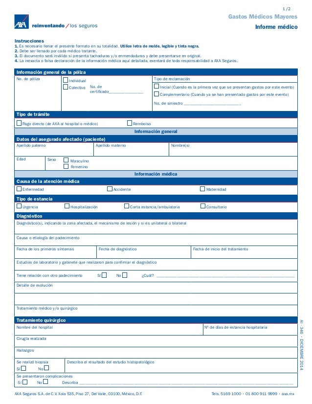 AXA- FORMATO INFORME MEDICO-CLÍNICA ALIVIA
