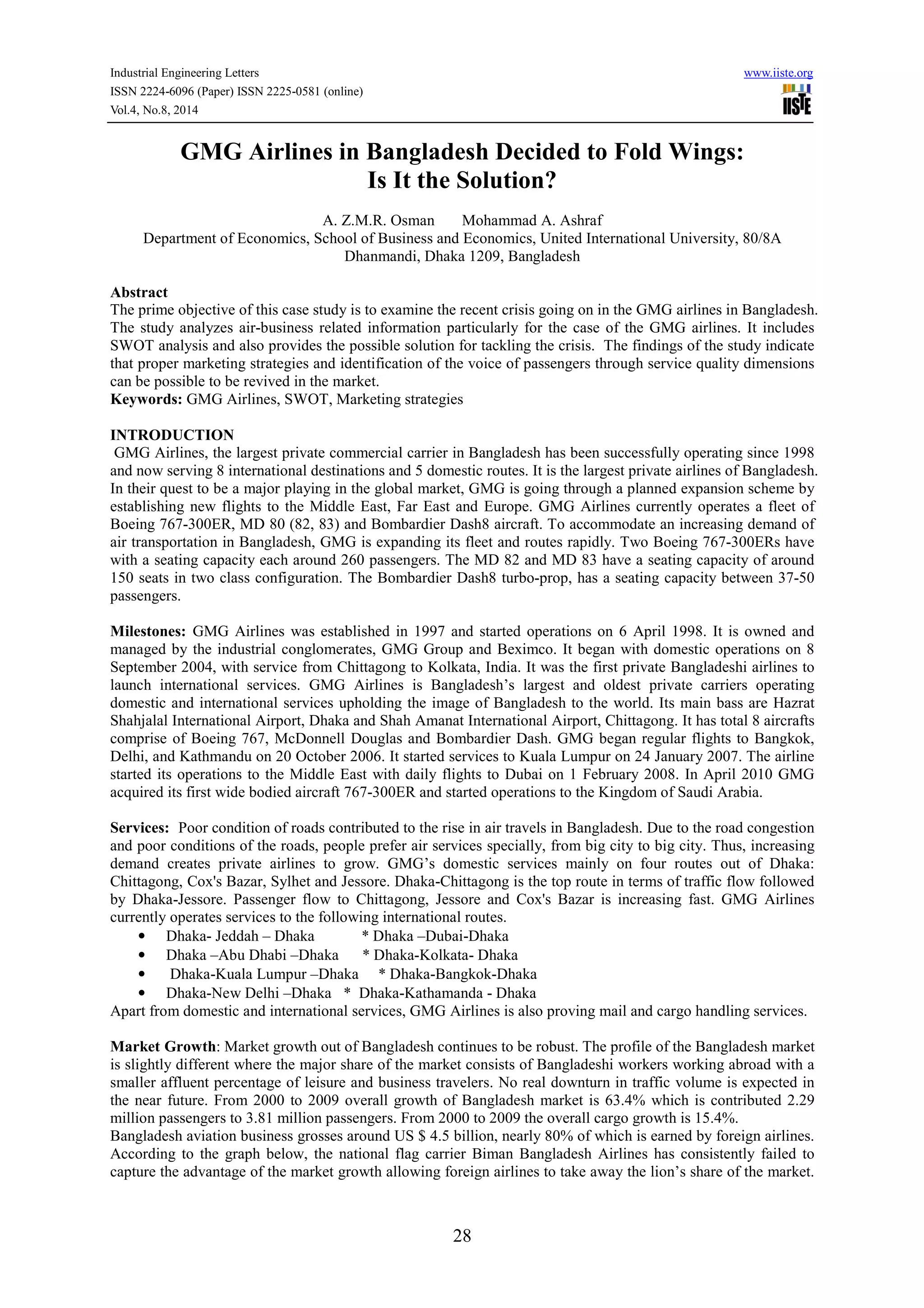 Gmg airlines in bangladesh decided to fold wings | PDF