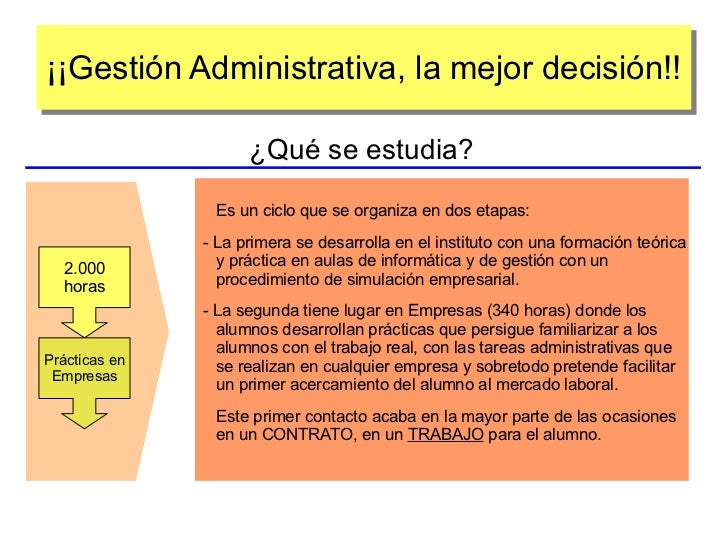 Gestión Administrativa. Ciclo formativo de Grado Medio Gestión Administrativa. Ciclo formativo de Grado Medio