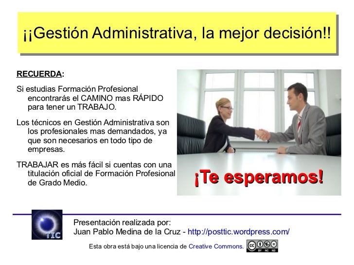 Gestión Administrativa. Ciclo formativo de Grado Medio Gestión Administrativa. Ciclo formativo de Grado Medio