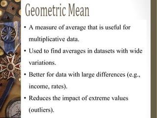 GM & HM types of mean measure of central tendency | PPT