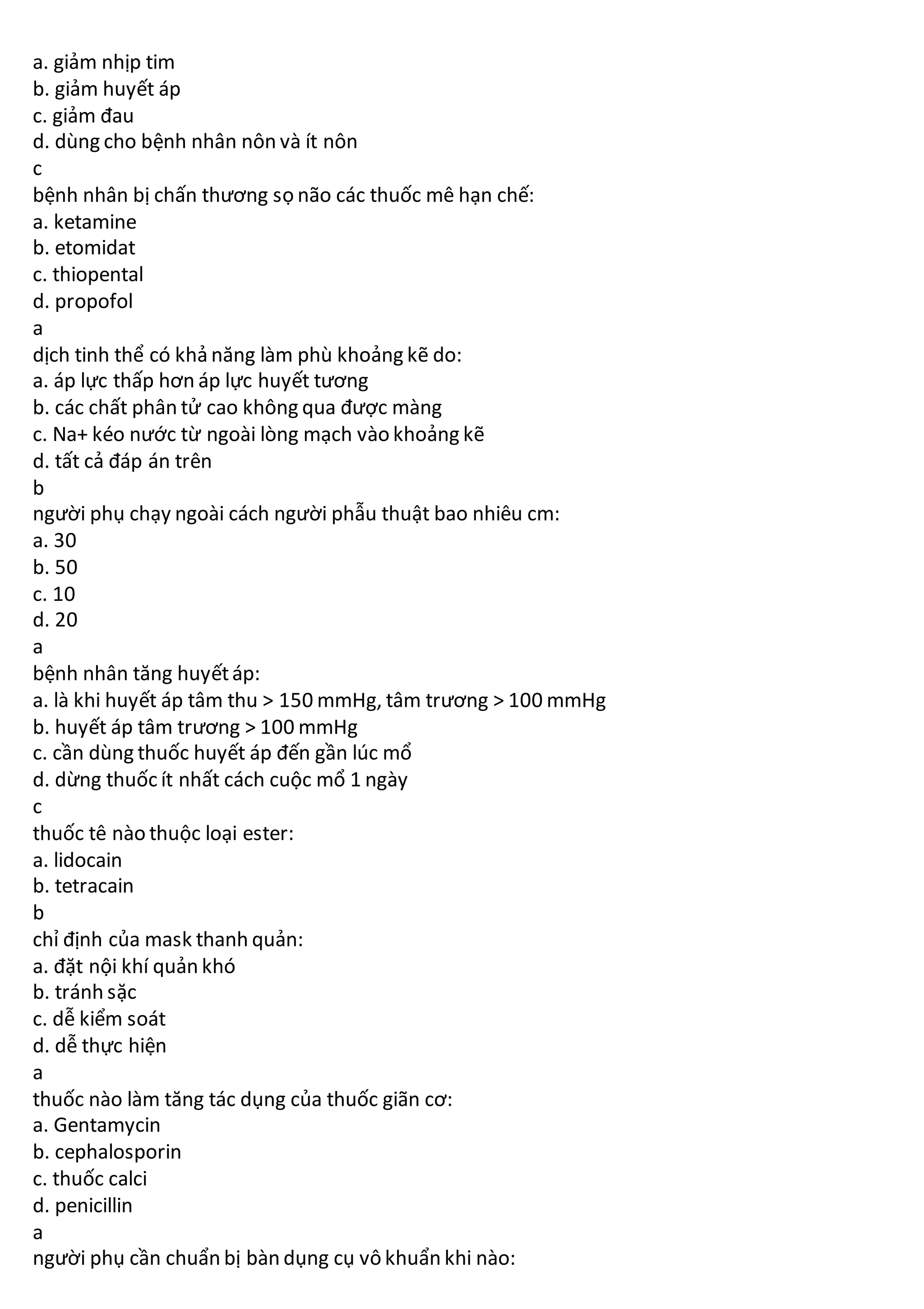 Trắc Nghiệm Gây Mê Hồi Sức ĐHYHN - TBFTTH VMU | DOC