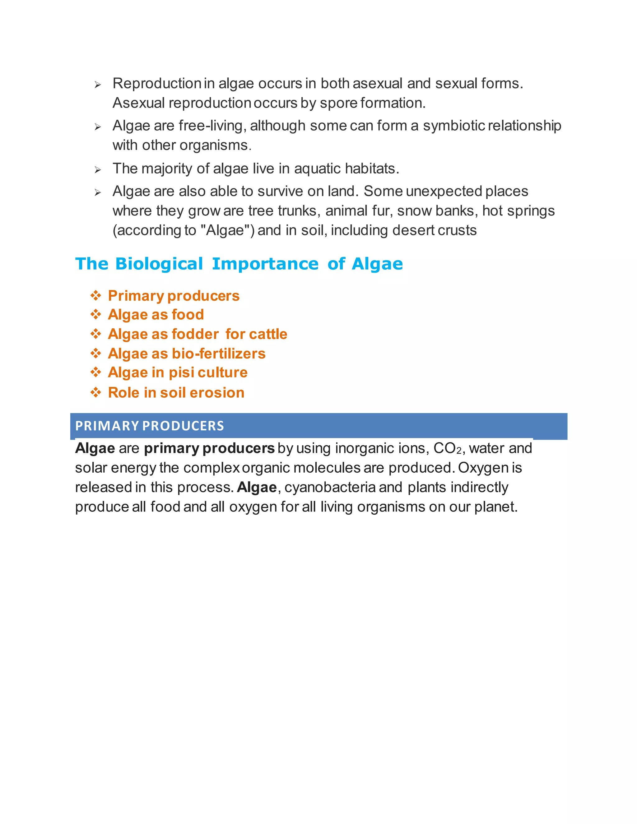 What are Algae: Biological and economic importance of algae; Characteristics of algae….? | DOCX ...