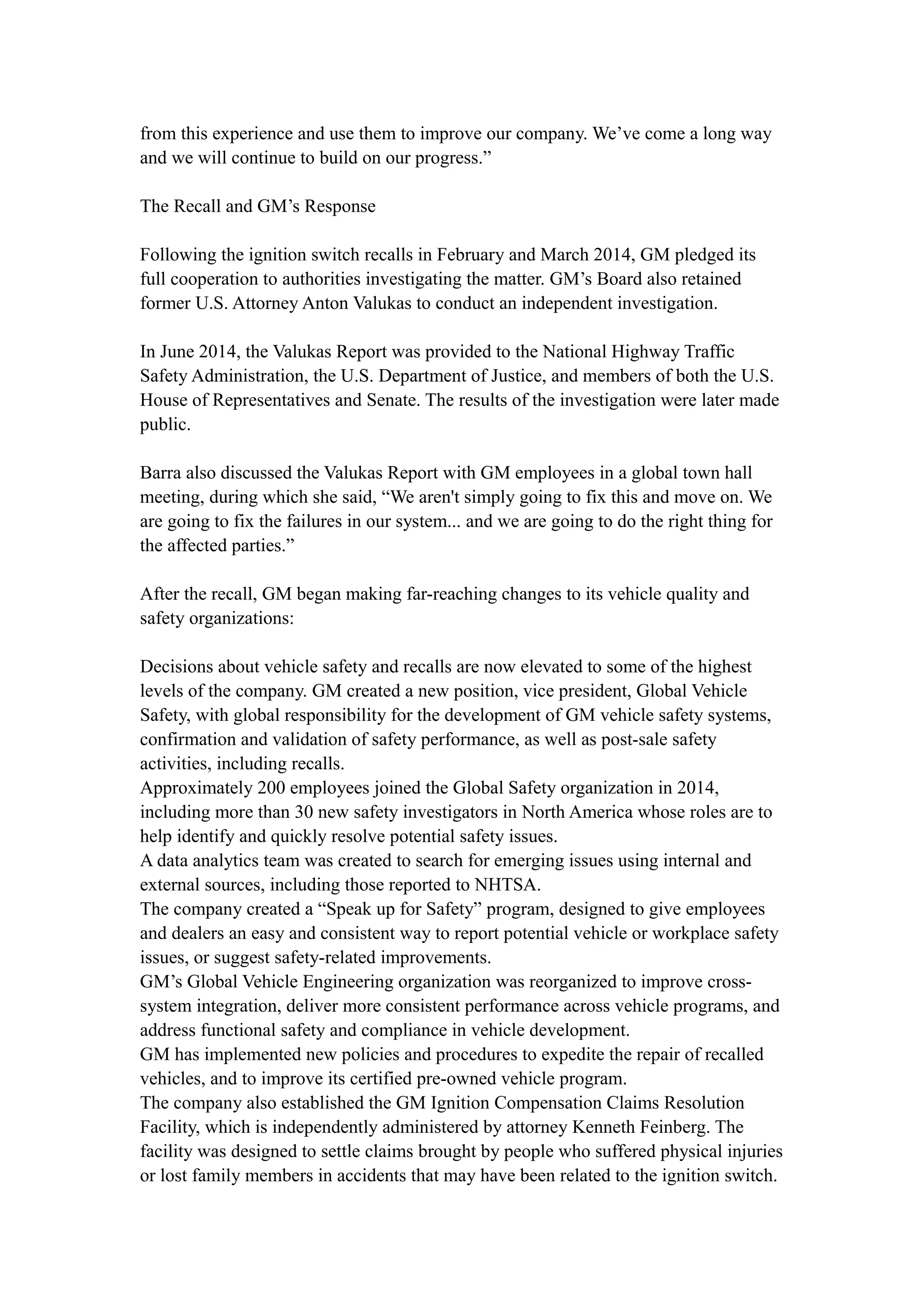 GM Ignition switch recall issue press release | DOC