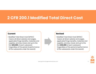 Uniform Guidance 3.0 - The New 2 CFR 200 | Grant Management Institute | PDF