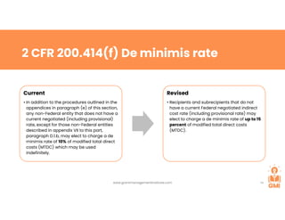 Uniform Guidance 3.0 - The New 2 CFR 200 | Grant Management Institute | PDF