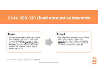 Uniform Guidance 3.0 - The New 2 CFR 200 | Grant Management Institute | PDF