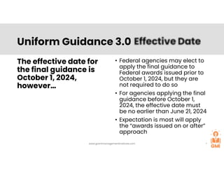 Uniform Guidance 3.0 - The New 2 CFR 200 | Grant Management Institute | PDF