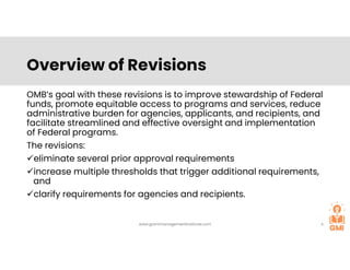 Uniform Guidance 3.0 - The New 2 CFR 200 | Grant Management Institute | PDF