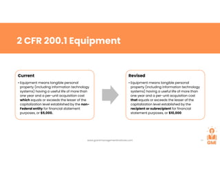 Uniform Guidance 3.0 - The New 2 CFR 200 | Grant Management Institute | PDF