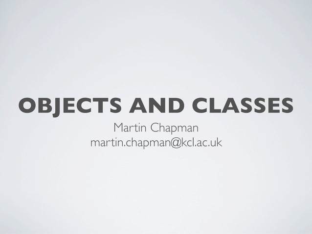 Programming in Java: Object and Classes | PPT