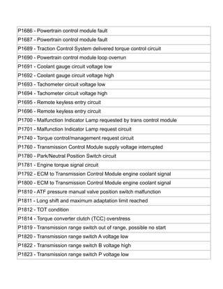 GM OBD2 Code List (PDF) | PDF