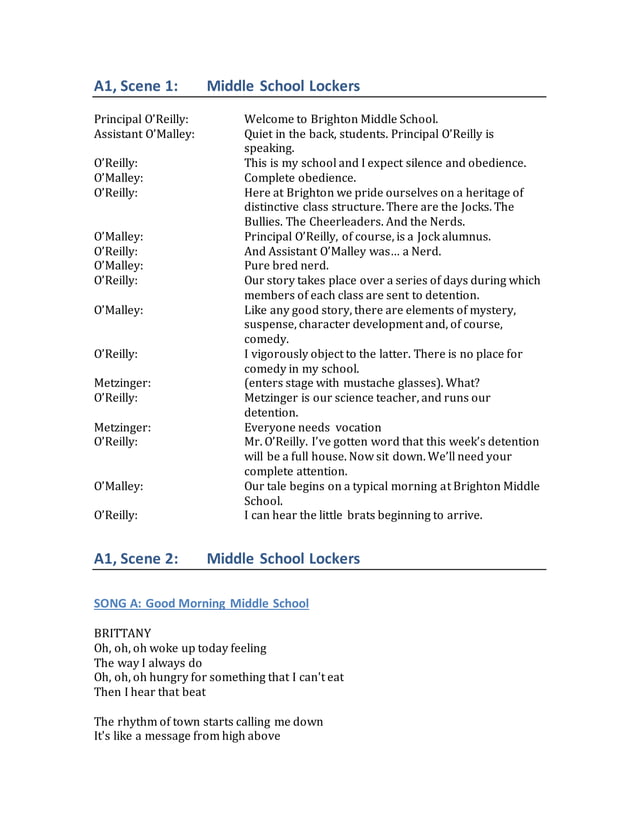 Free Middle School Play (Good Morning Middleschool) | PDF