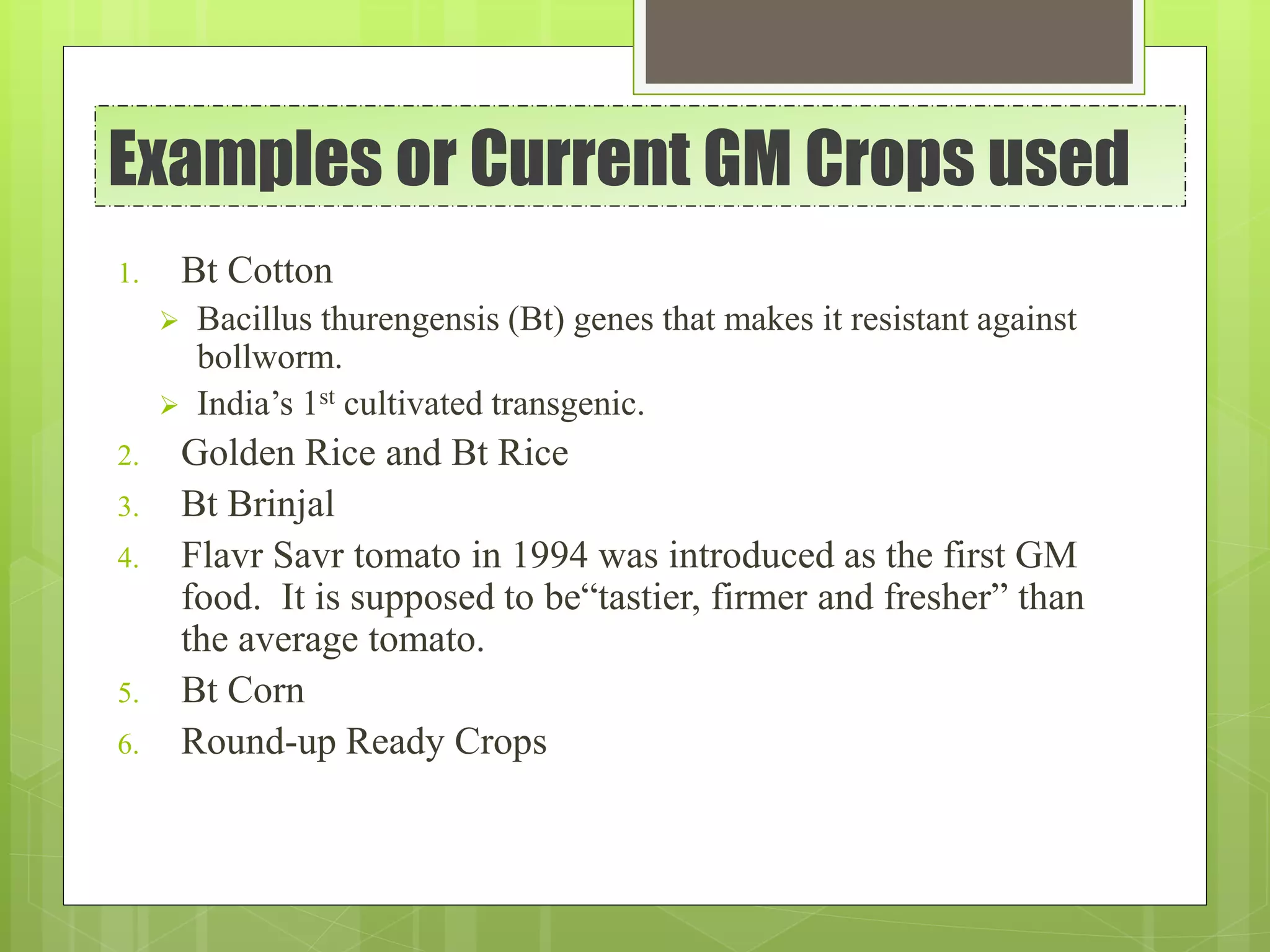 Genetically modified crops | PPTX