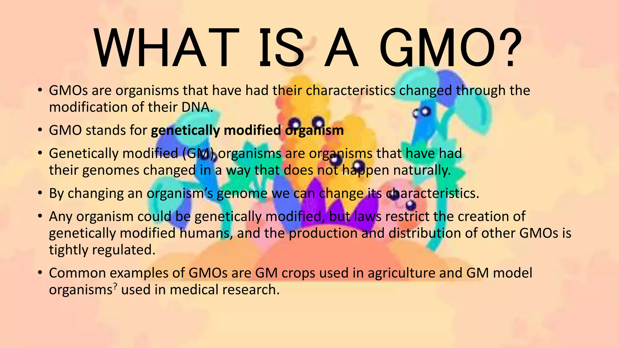 Genetically Modified Organisms (GMO) - Science, Biology | PPTX