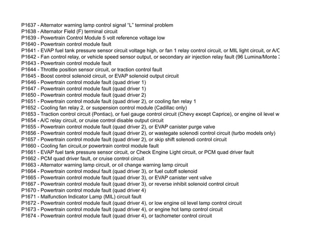 GM OBD2 Code List (PDF) | PDF | Motorcycles | Automotive