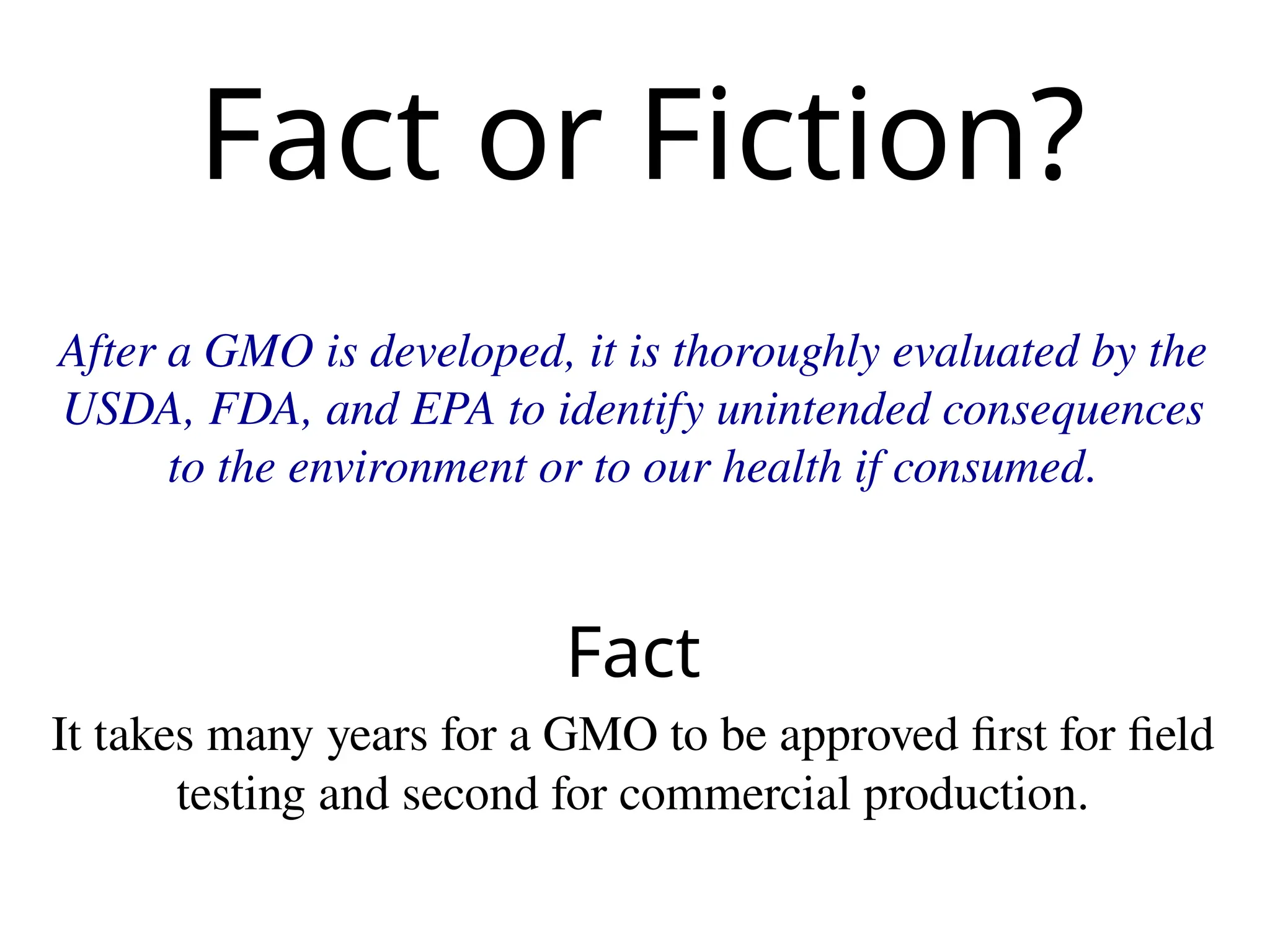 Genetically Modified Organisms Fact or fiction lesson in Earth and Life ...