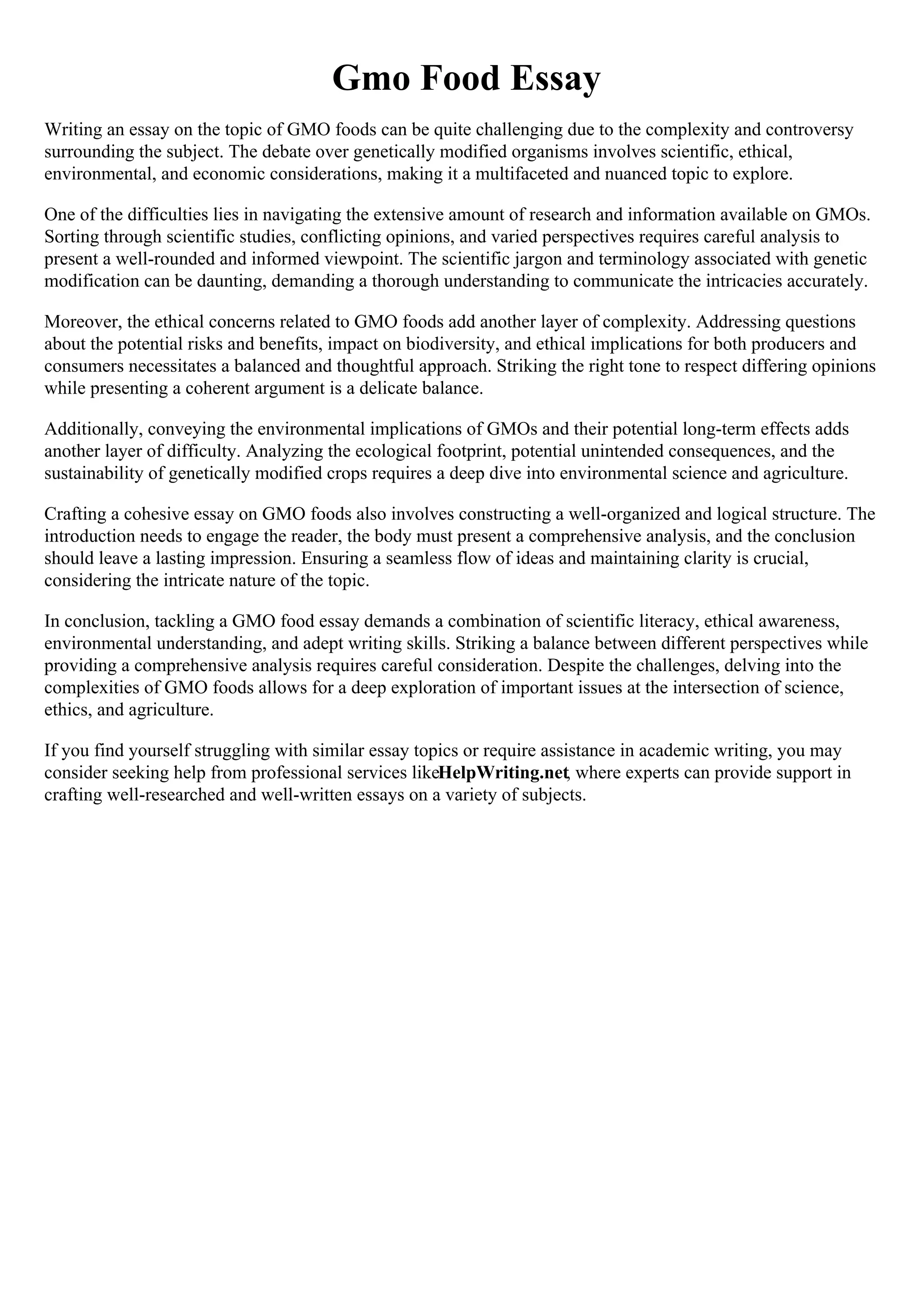 Gmo Food Essay | PDF