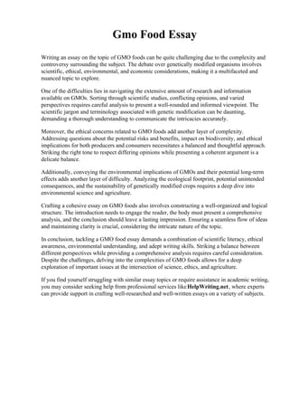 Gmo Food Essay | PDF