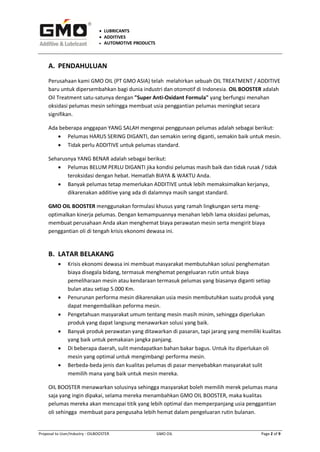 GMO OILBOOSTER Proposal (Ind) | PDF