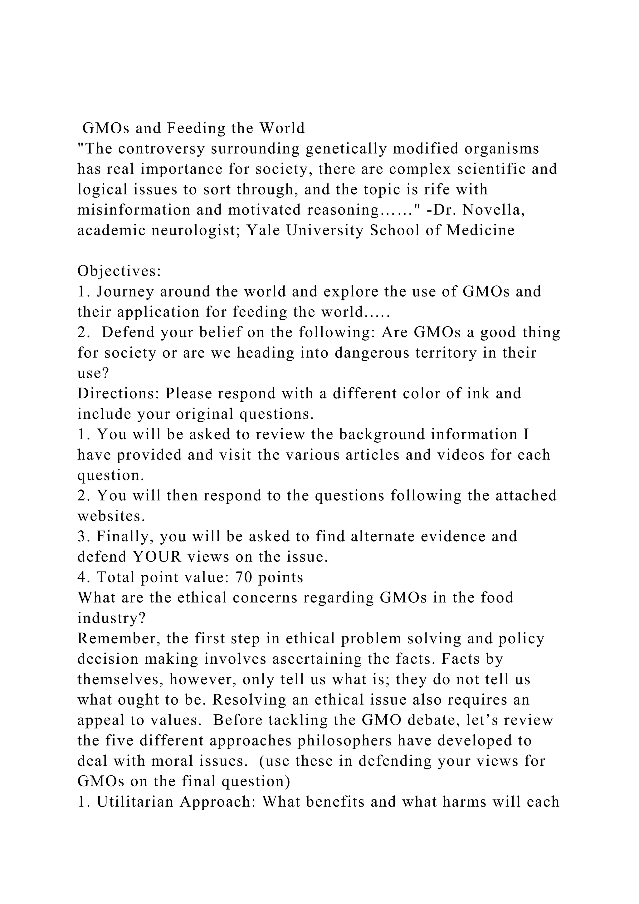 GMOs and Feeding the WorldThe controversy surrounding genetica.docx