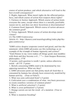 GMOs and Feeding the WorldThe controversy surrounding genetica.docx ...