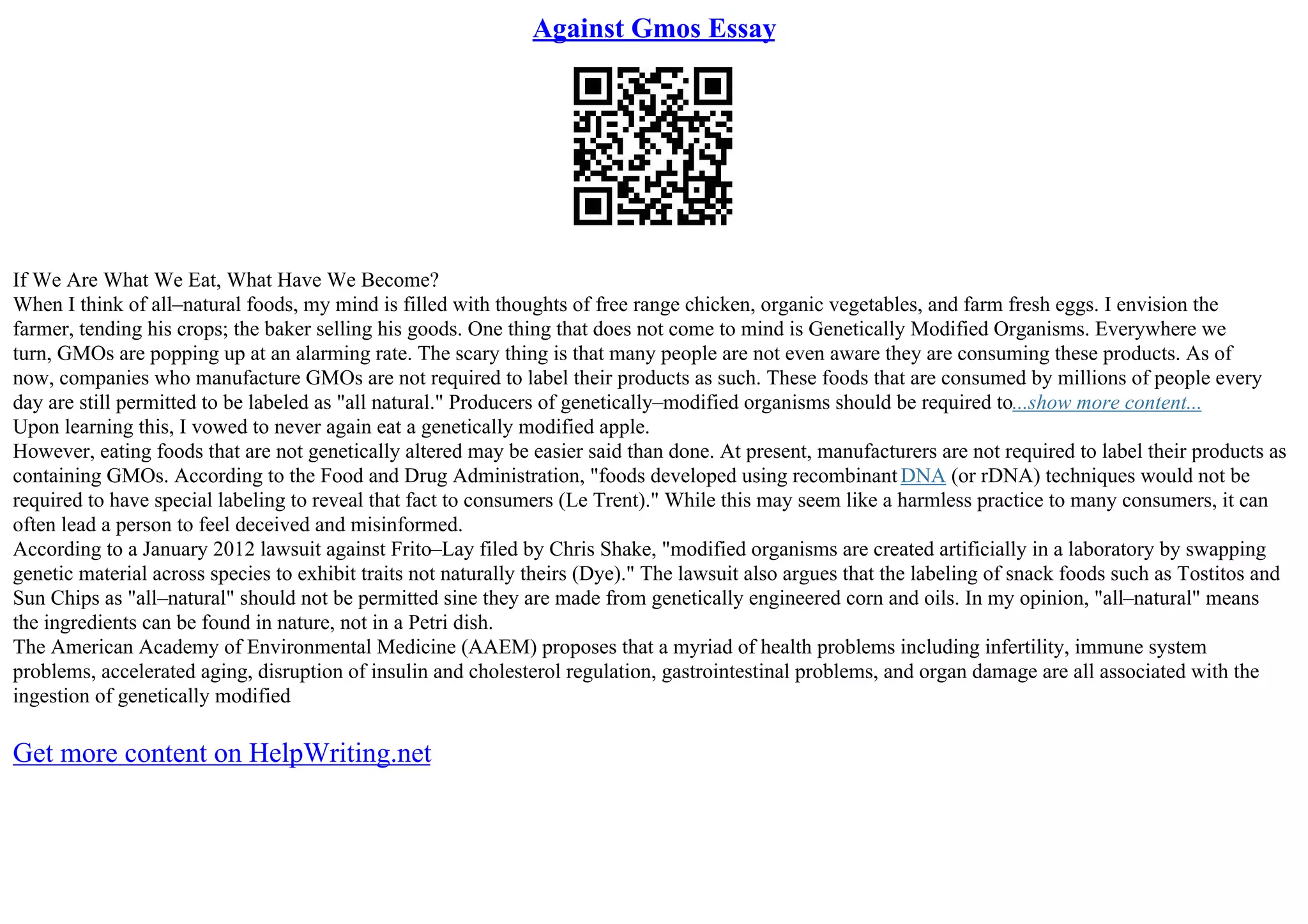 GMOs Essay Examples | PPT