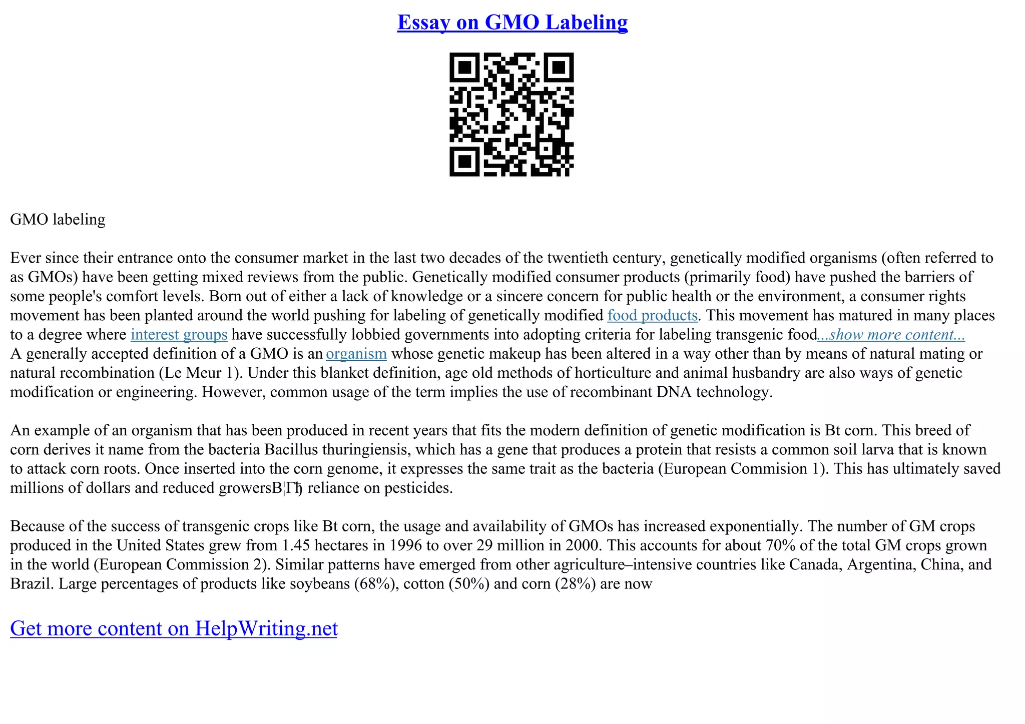 GMOs Essay Examples | PPT