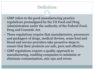 GMP good manufacturing practice) | PPT