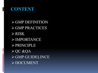 GMP | PPTX | Pharmaceutical Industry | Industries