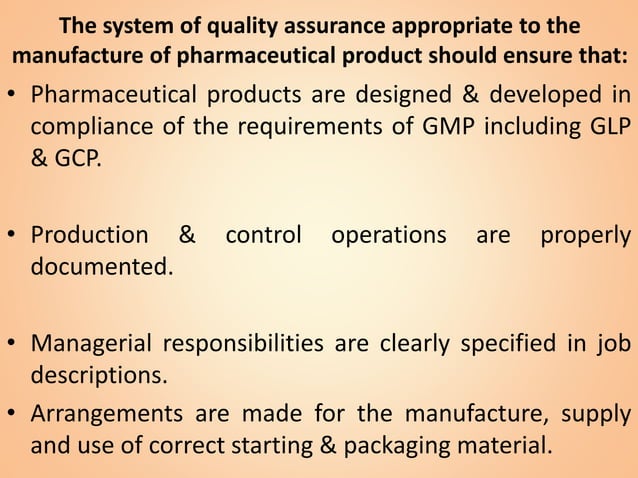 GMP, Goods manufacturer Practices, Drug and Cosmetic act