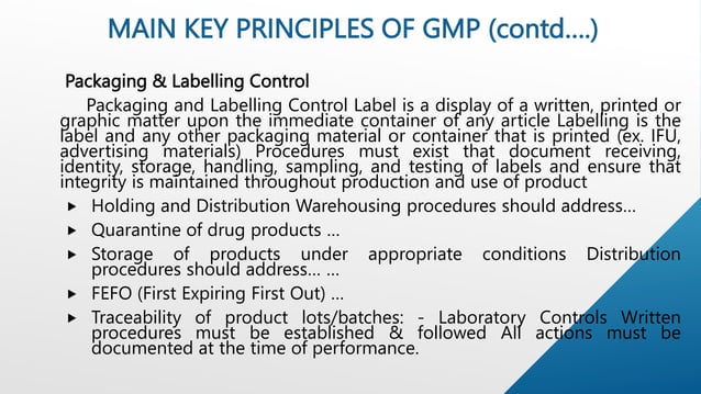 good manufacturing practices presentation | PPTX