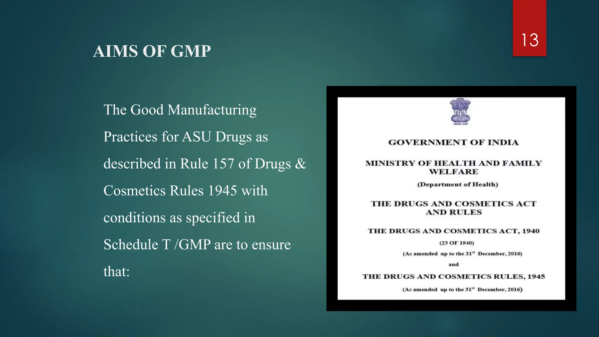 Good Manufacturing Practice (GMP) of ASU Drugs in a accordance to ...