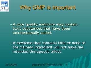 Gmp and-cgmp-considerations-1232704699855468-1 | PPT