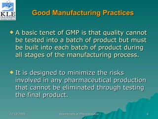 GMP AND cGMP CONSIDERATIONS | PPT