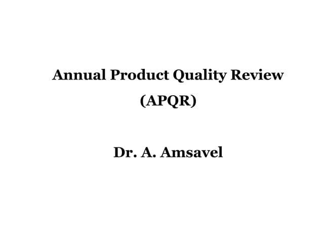 GMP- APQR Training | PPT