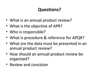 GMP- APQR Training | PPT