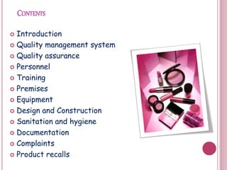 Gmp cosmetics | PPTX | Manufacturing Industry | Industries